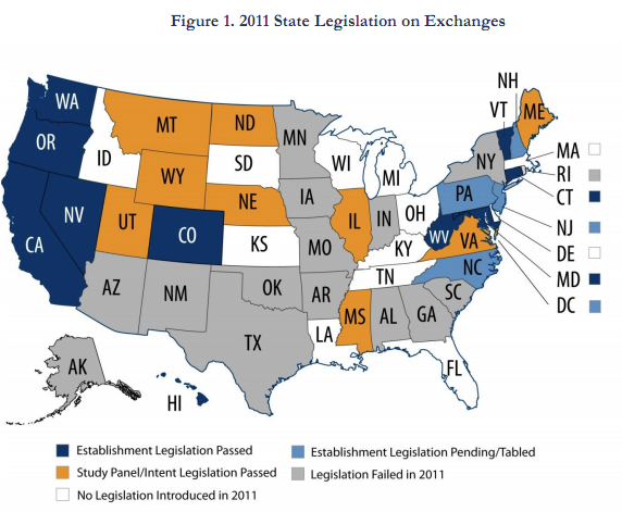 MAP: 10 States Have Signed Legislation Establishing Health Exchanges ...
