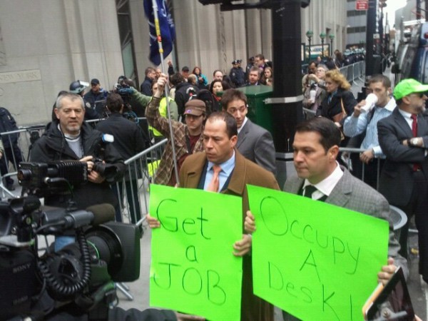 Wall Street Employees Counter-Protest With Sign Reading ‘Get A Job ...