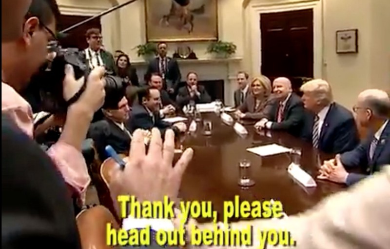 Trump security guard shouts down reporter demanding evidence of ...